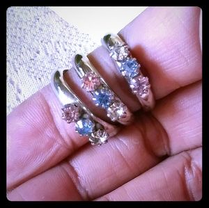 Vintage | Jewelry | Vintage Three Stone Stack Rings | Poshmark